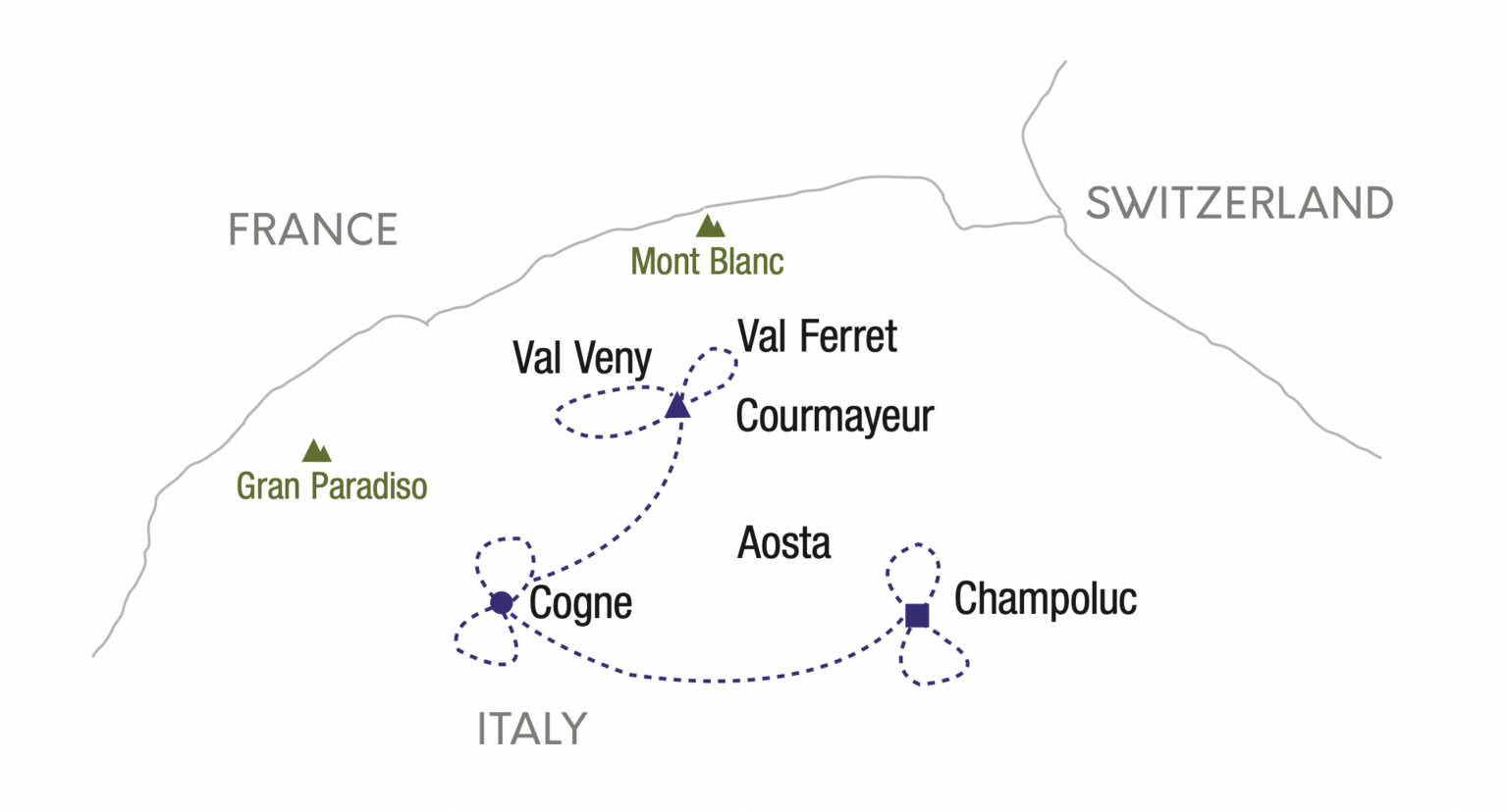 Highlights of Italy trek map - Ryder-Walker